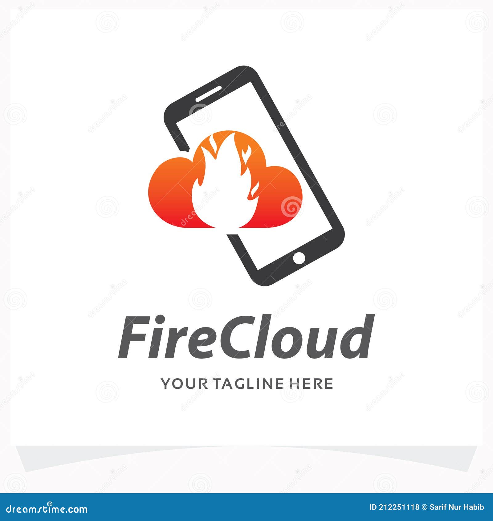 Fire Cloud Application Logo Design Template Stock Vector - Illustration ...