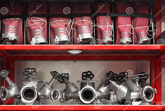 Fire and Hoses Organized Inside Fire Engine Stock Image - Image of help ...