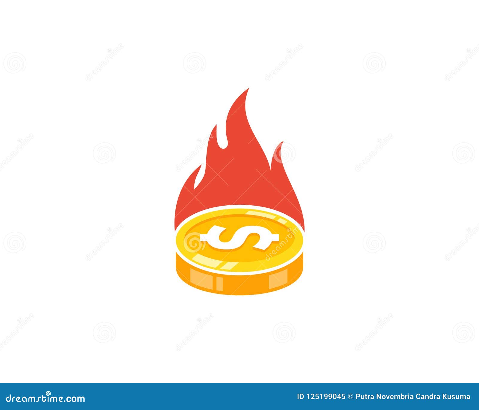 Fire Coin Logo Icon Design stock vector. Illustration of idea - 125199045