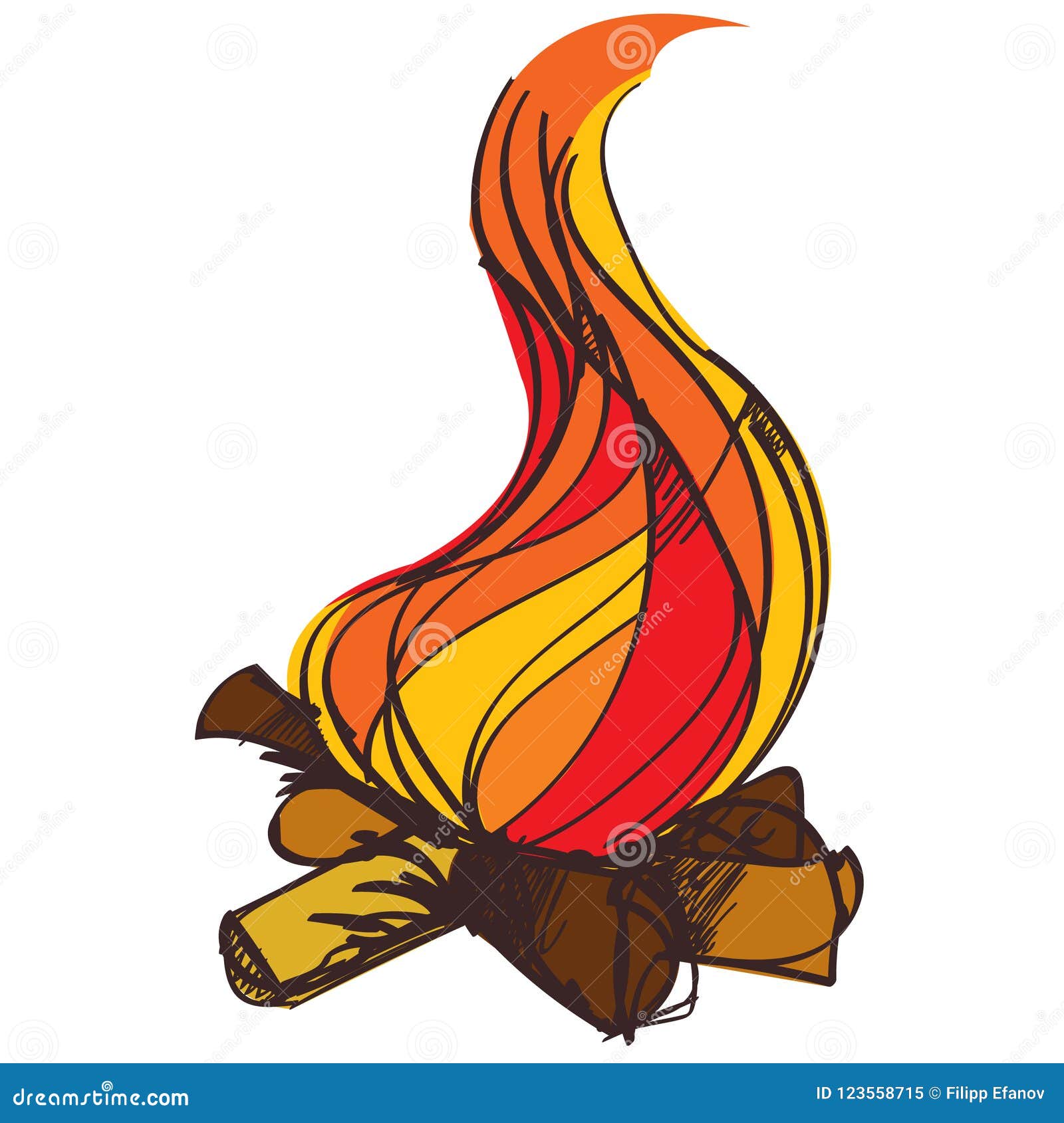 Fire Colored Illustration in Hand Drawing Style Stock Illustration ...