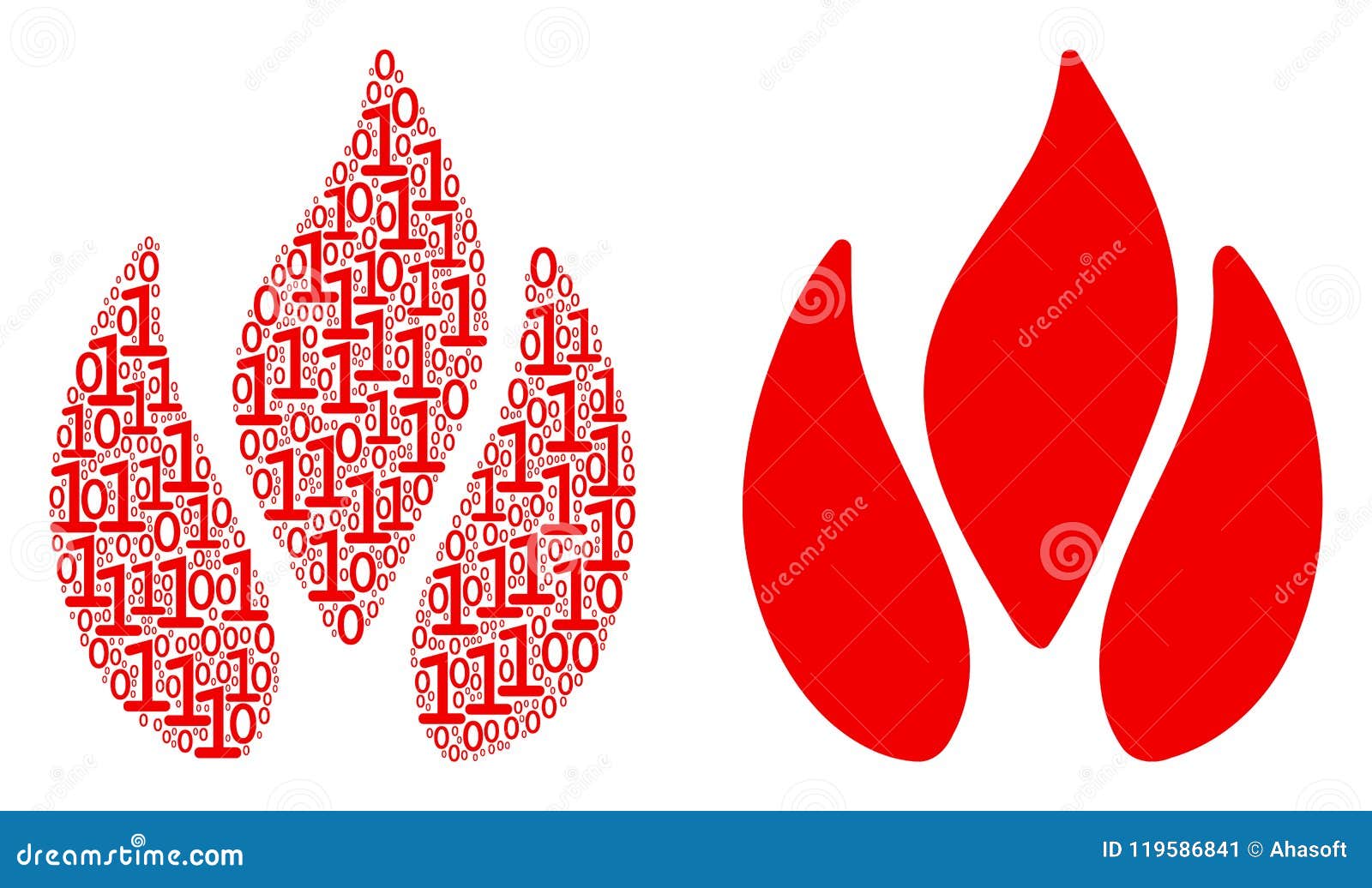 Fire Collage of Binary Digits Stock Vector - Illustration of composed ...