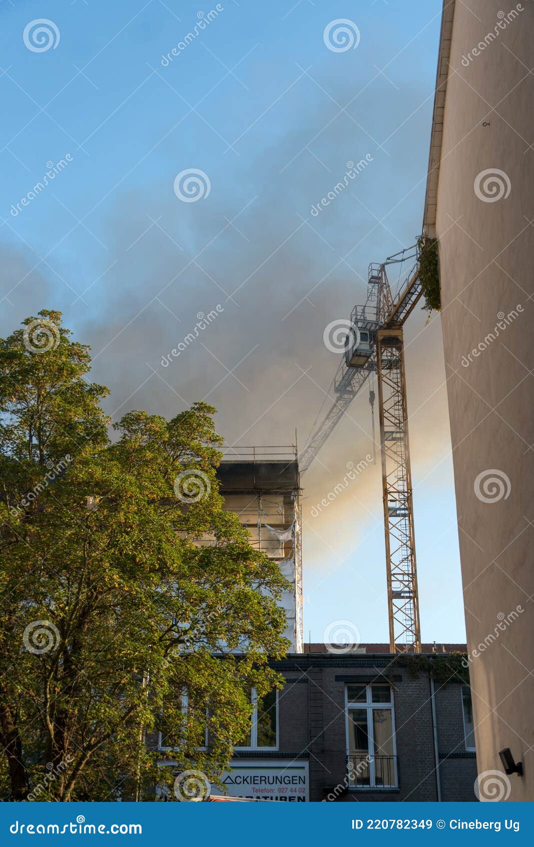 Fire in a Construction Site Stock Image - Image of chimney, fumes ...