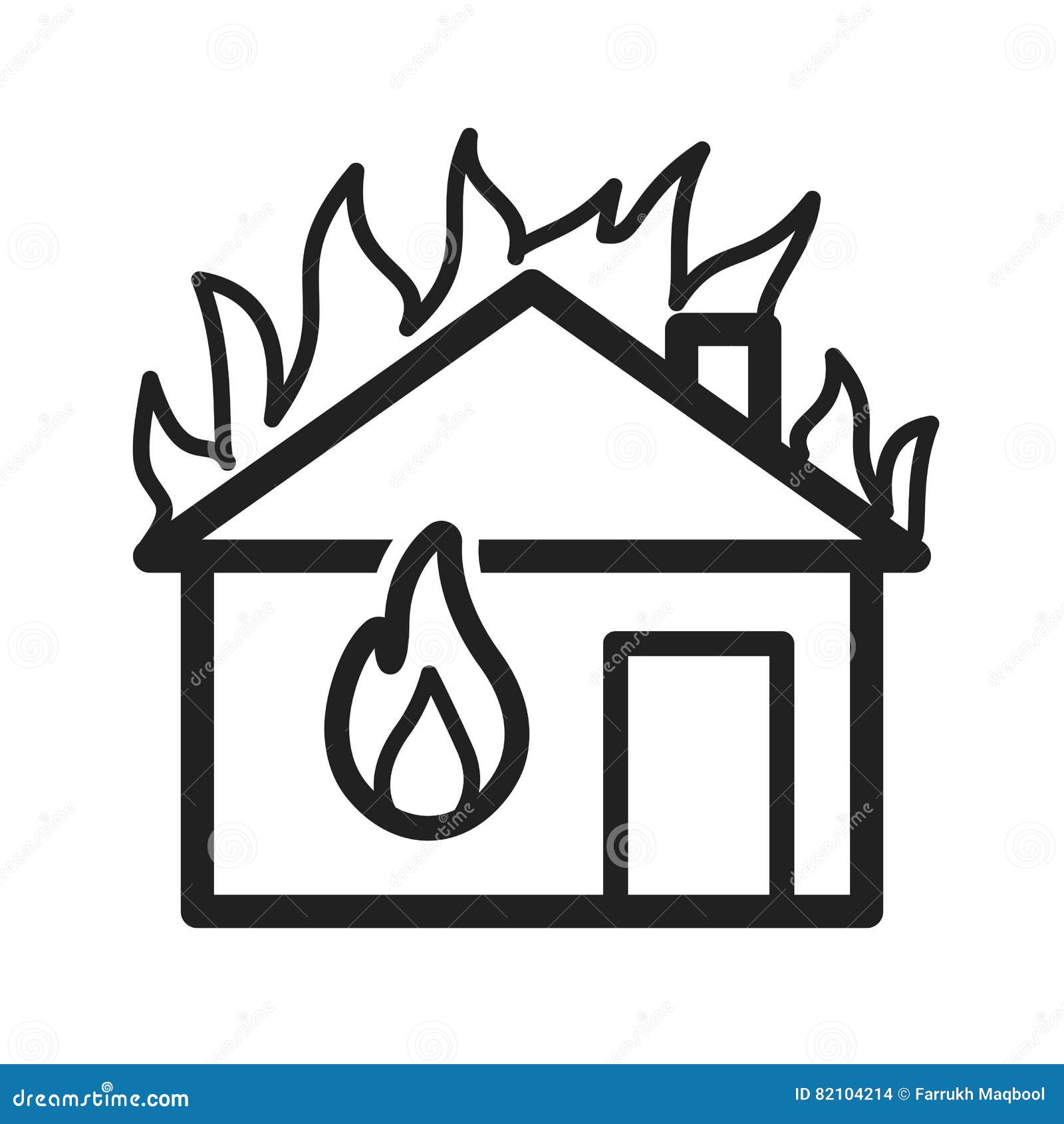 Fire Consuming House stock vector. Illustration of rescue - 82104214