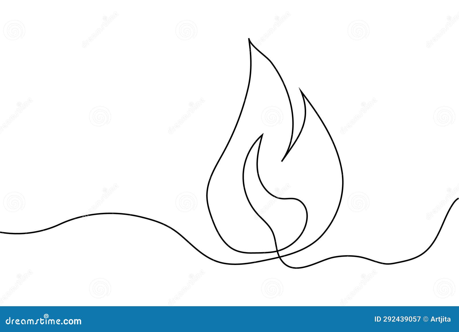 Fire in Continuous Line Style. Flame Line Art Vector Illustration Stock ...