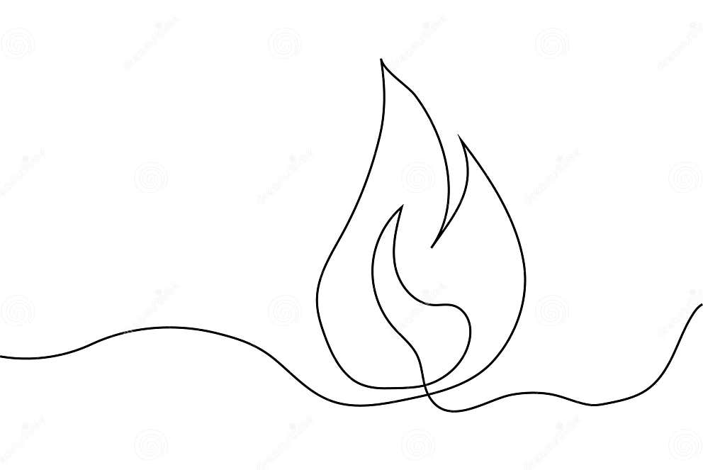 Fire in Continuous Line Style. Flame Line Art Vector Illustration Stock ...