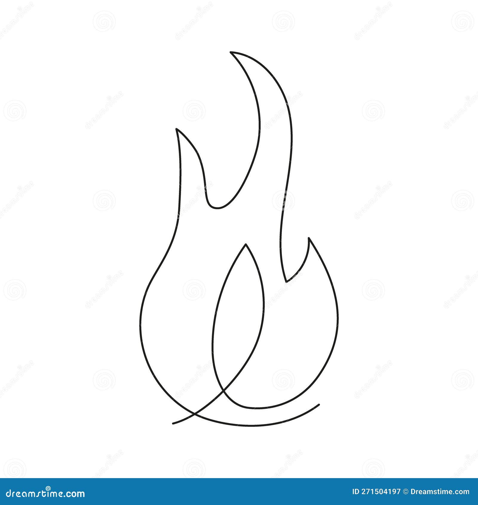 Fire Continuous Single Art Line Drawing. Flame Shape, Bonfire, Gas Icon ...