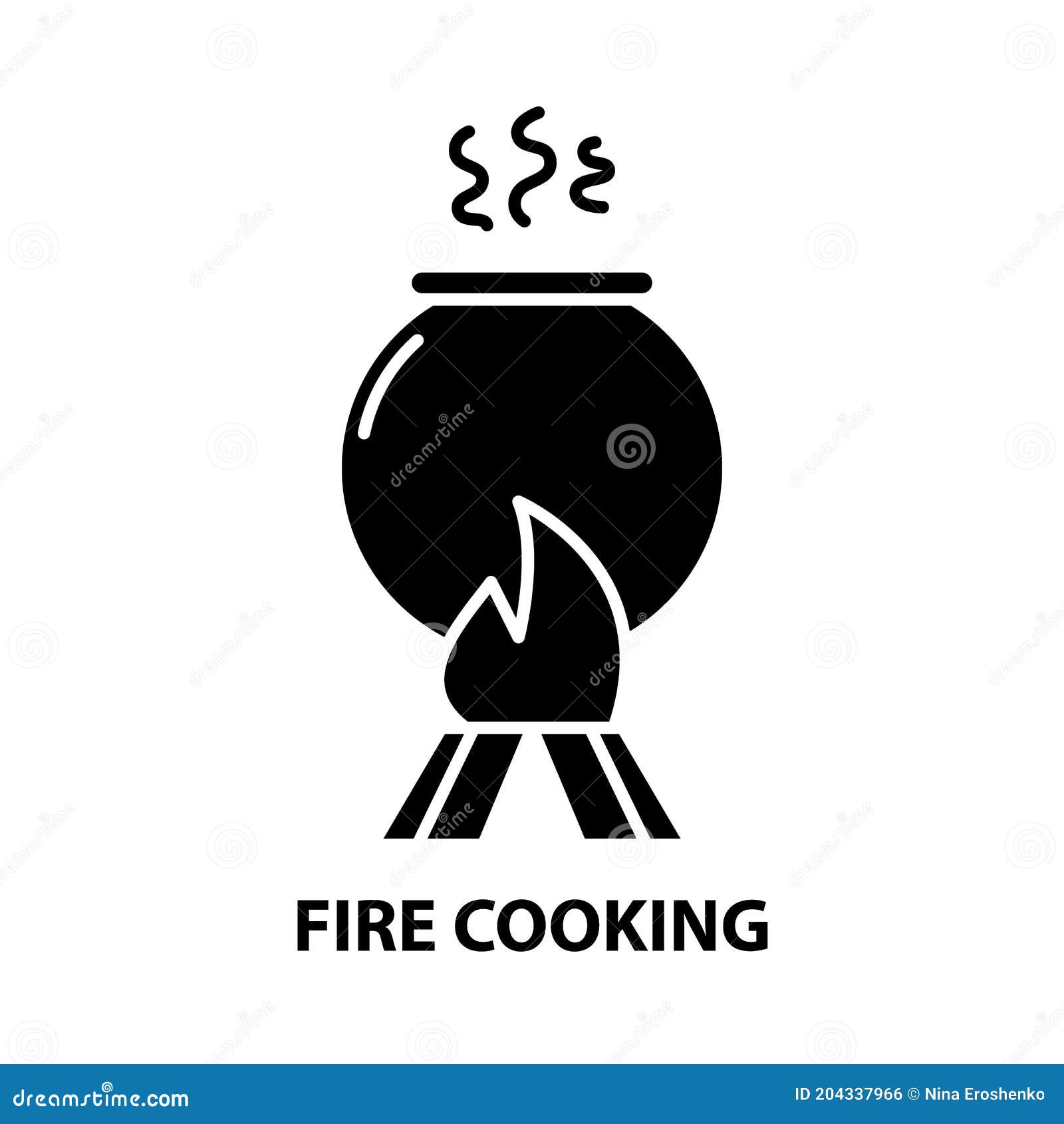 Fire Cooking Icon, Black Vector Sign with Editable Strokes, Concept ...