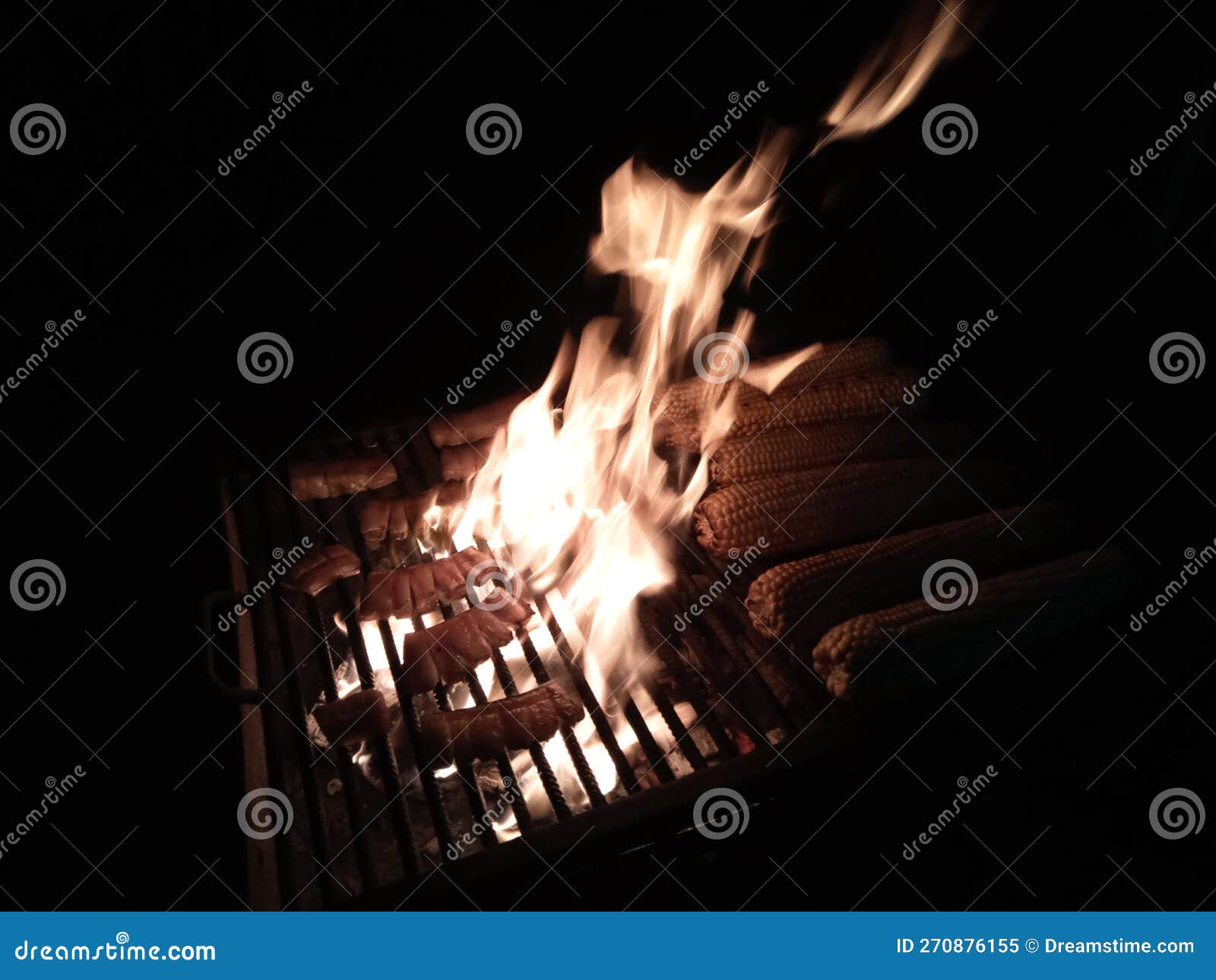 Fire corn barbeque stock image. Image of barbeque, text - 270876155