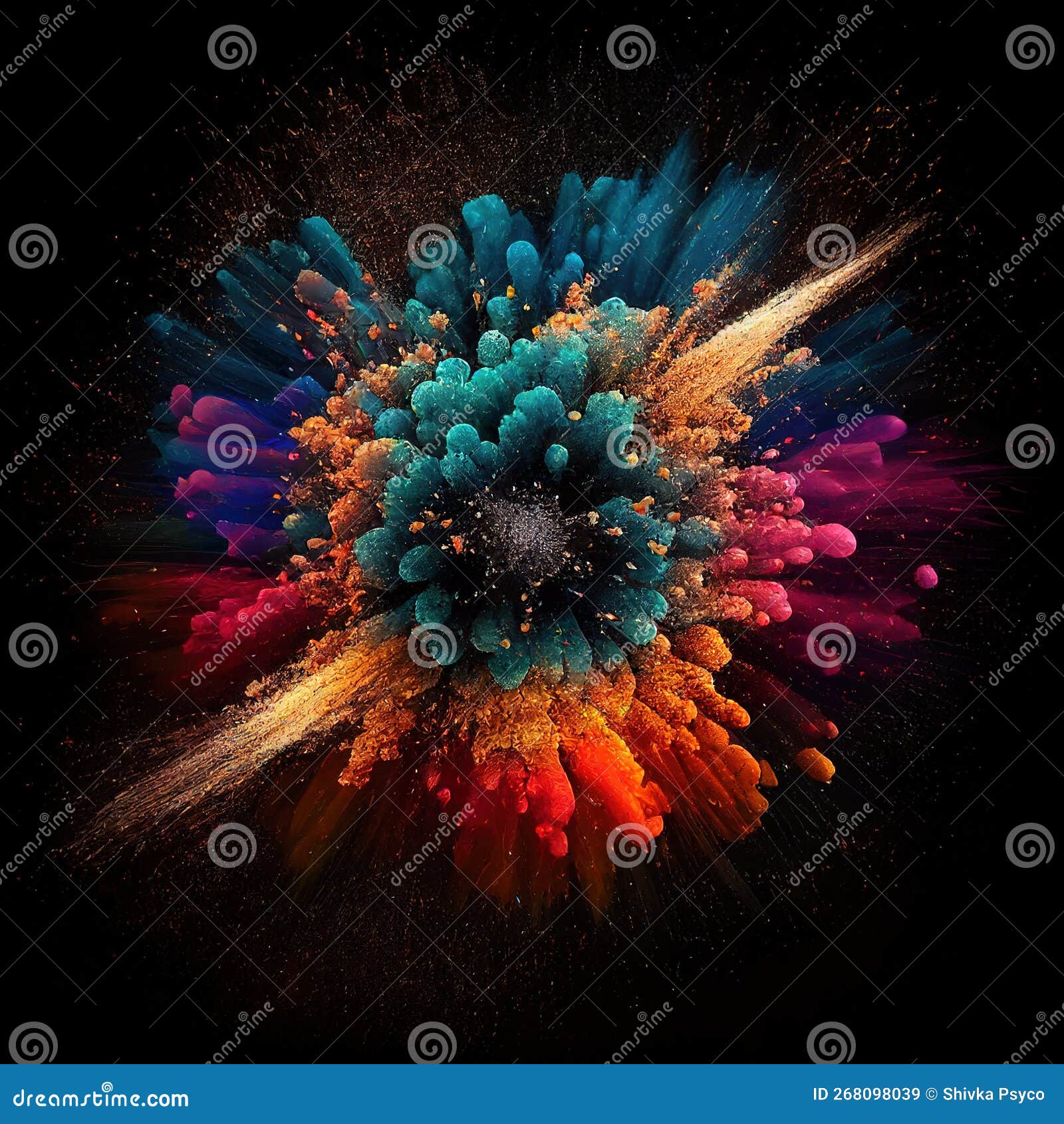 Fire Crackers Colourful Explosion in Black Backgro Stock Image - Image ...