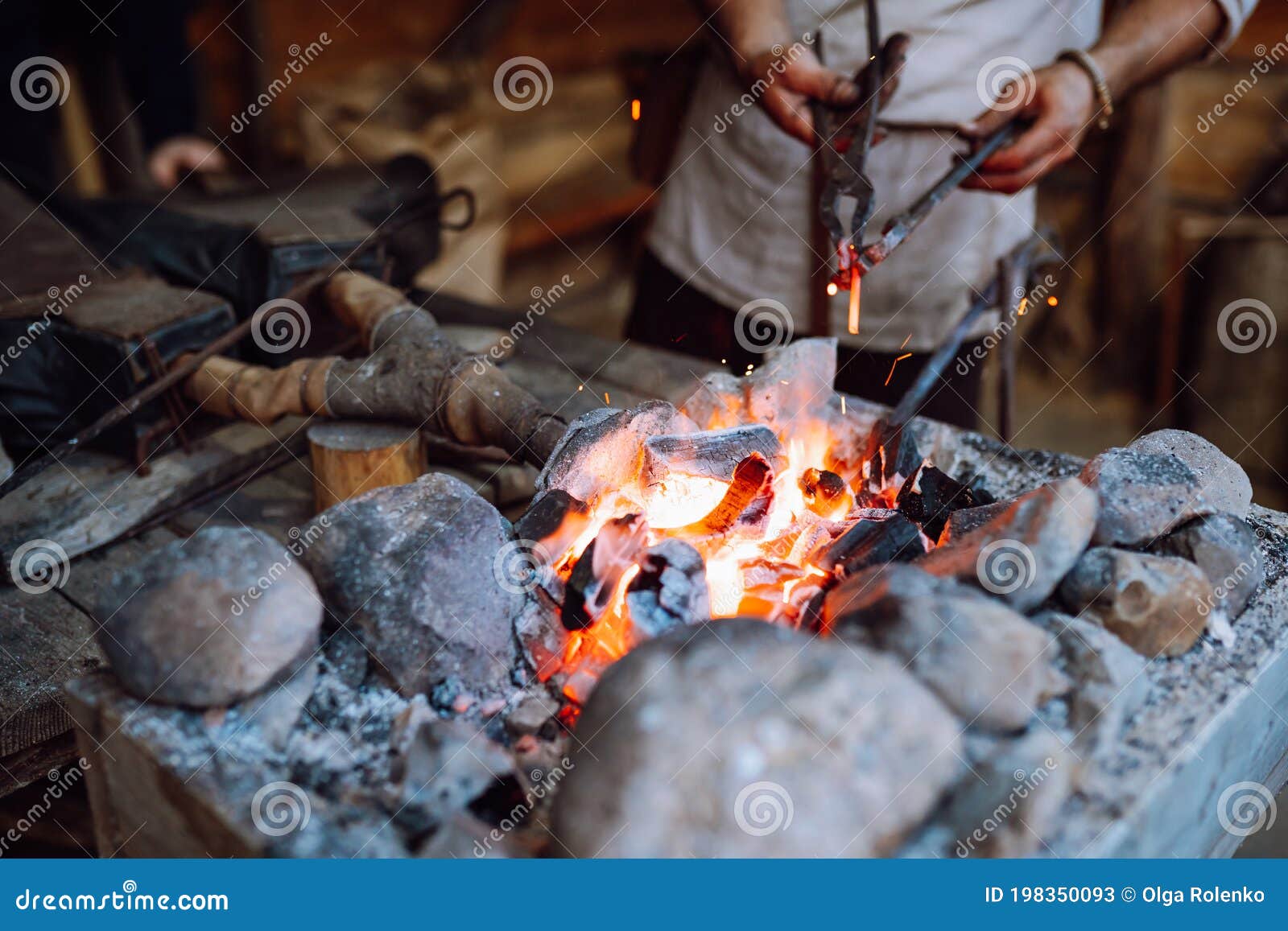Fire Crackling In Blacksmith Workshop Of Forging Metal. Anonymouse ...