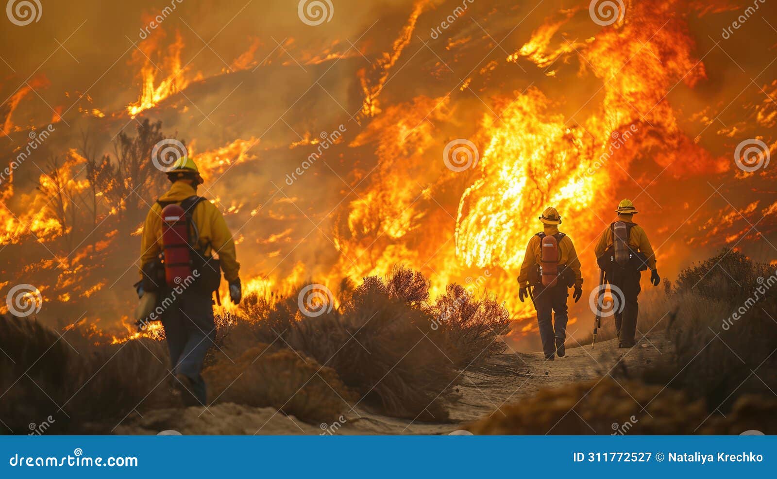 Fire Crews Battle Wildfires Amid Sweltering Weather Stock Illustration ...