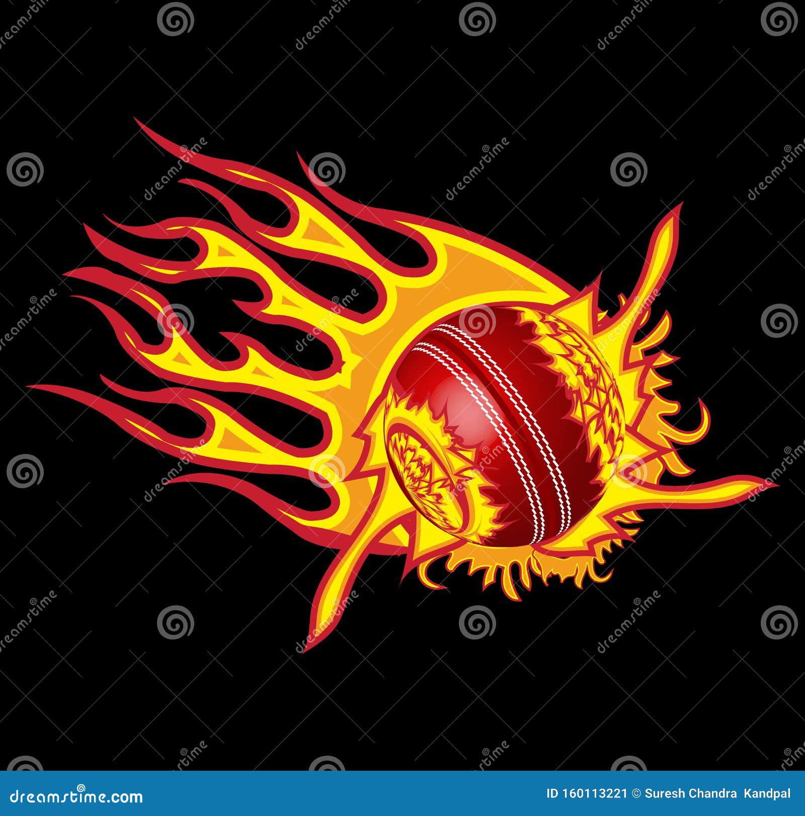 Fire Cricket Ball Logo stock vector. Illustration of black - 160113221