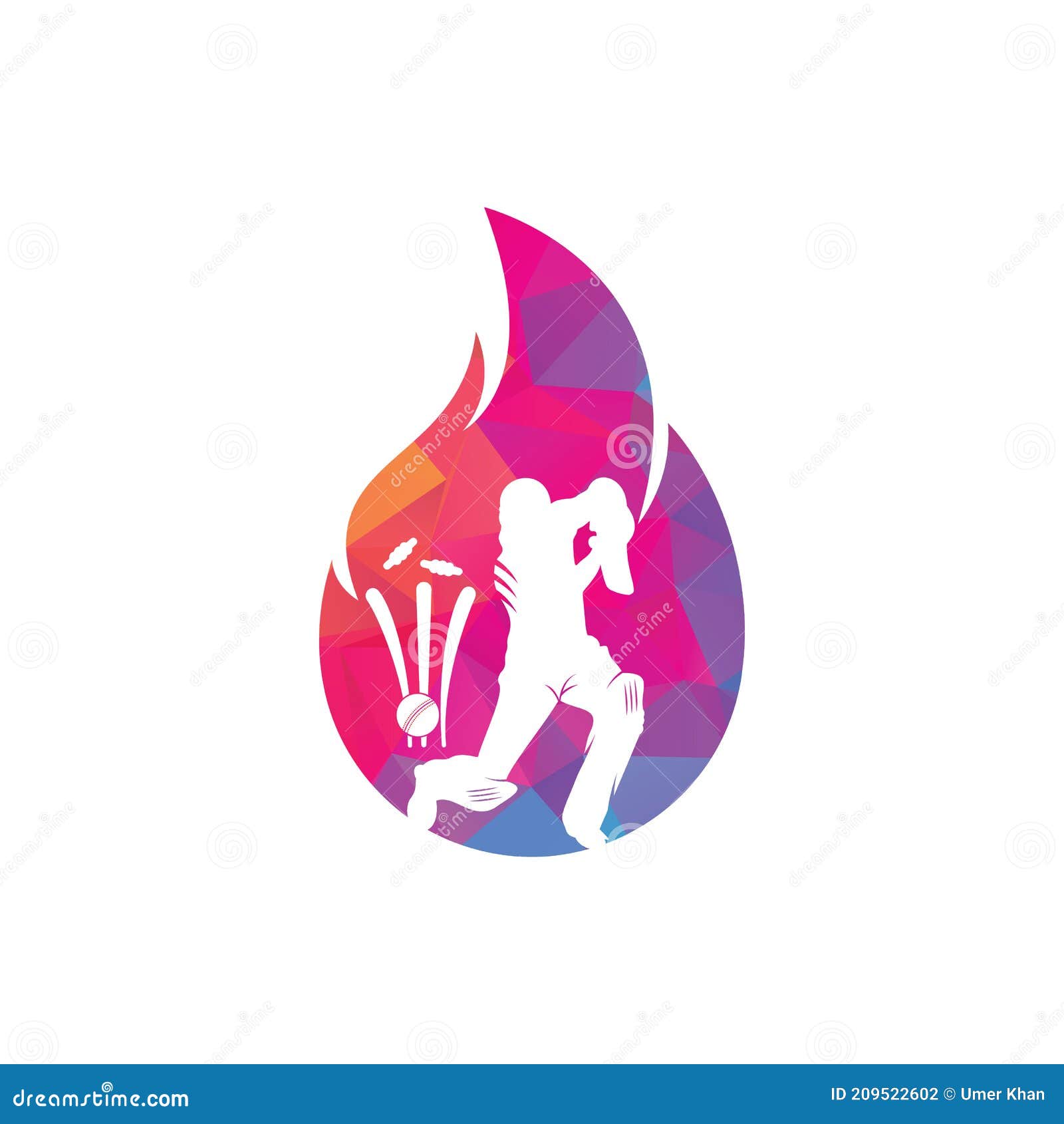 Fire Cricket Player Vector Logo Design. Stock Vector - Illustration of ...