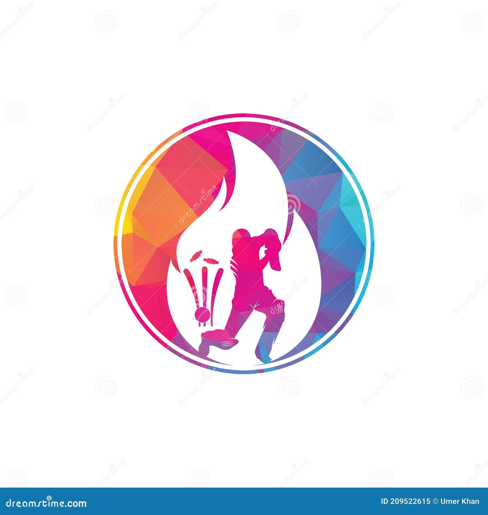 Fire Cricket Player Vector Logo Design. Stock Vector - Illustration of ...