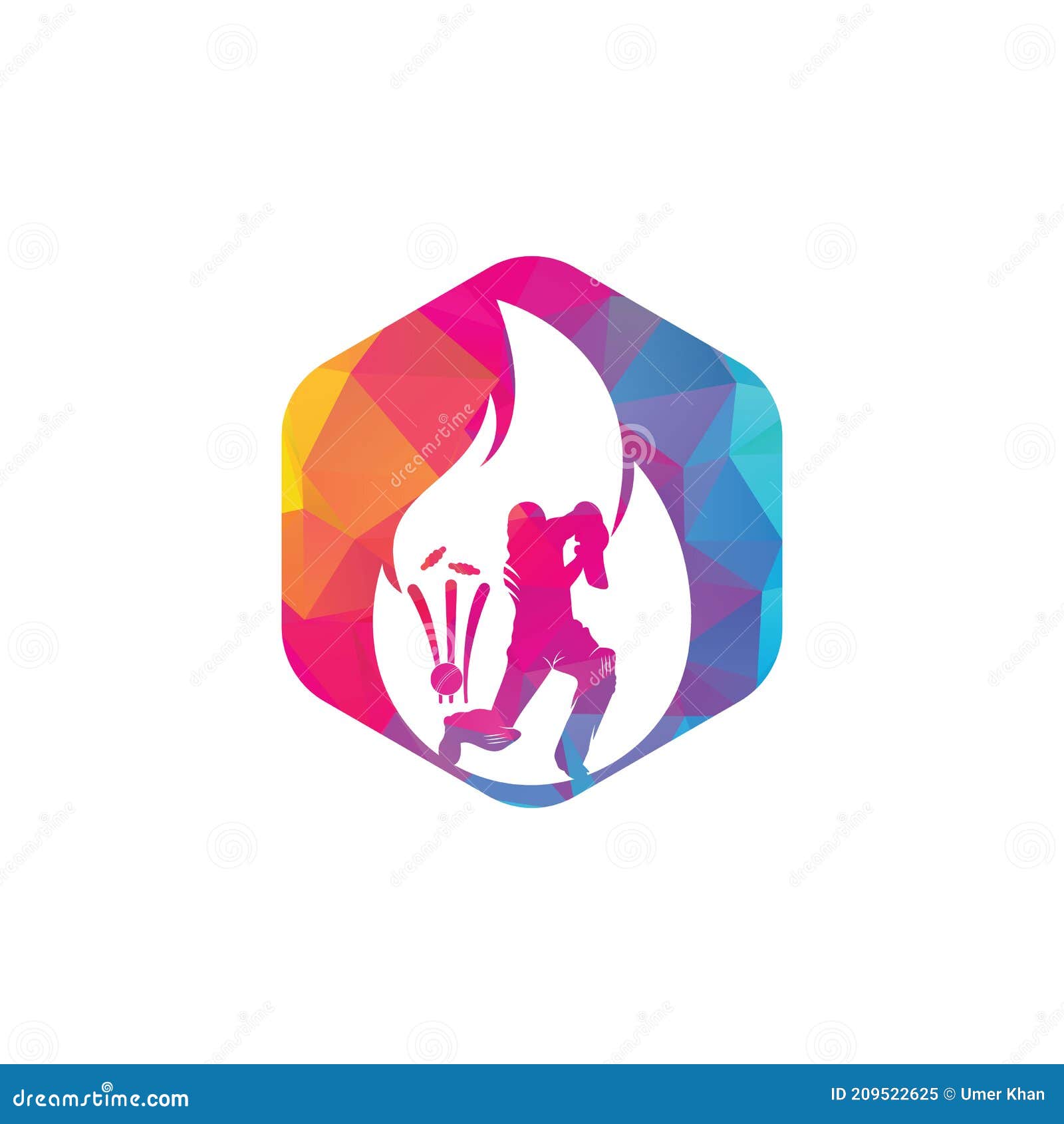 Fire Cricket Player Vector Logo Design. Stock Vector - Illustration of ...
