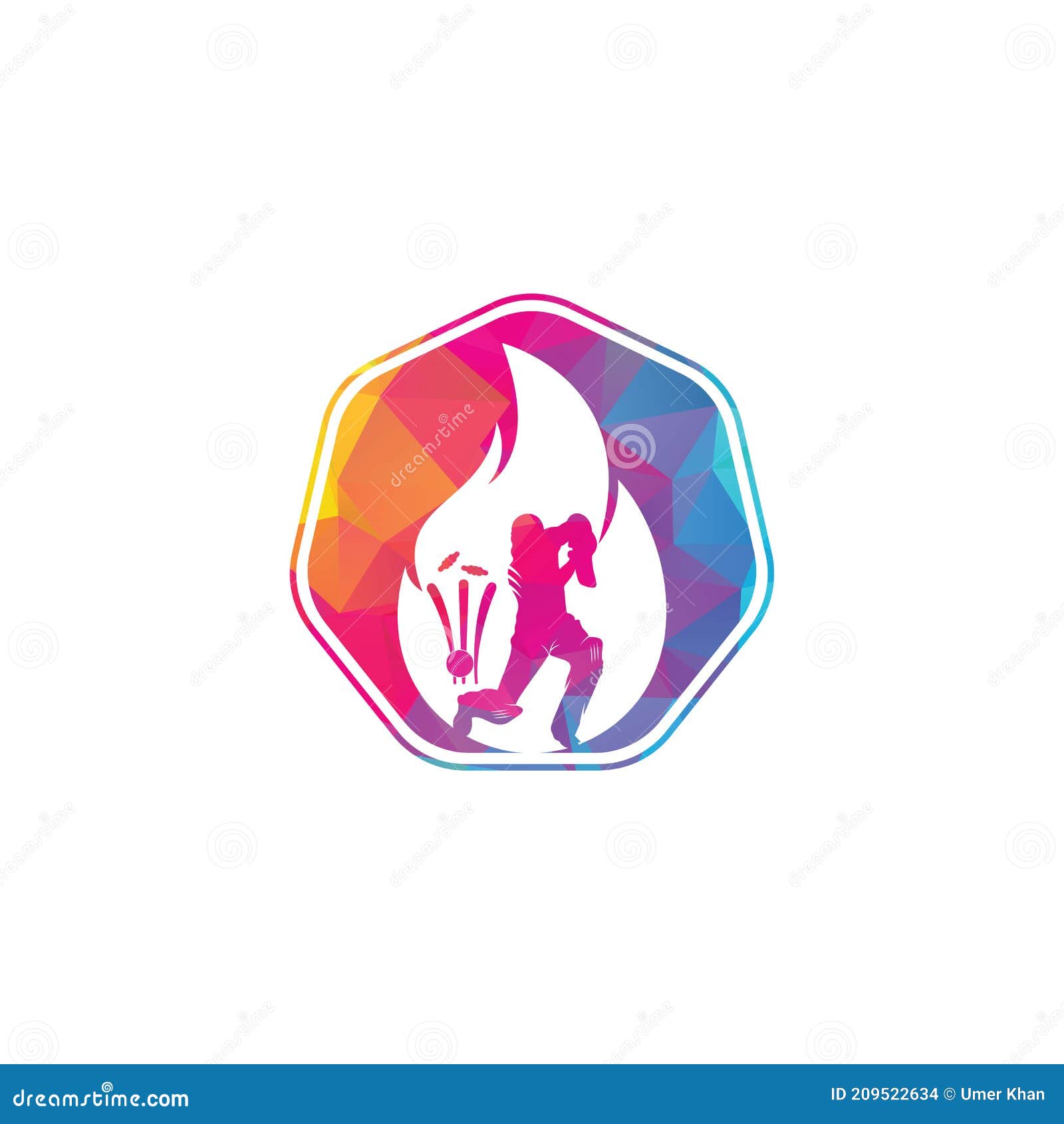Fire Cricket Player Vector Logo Design. Stock Vector - Illustration of ...