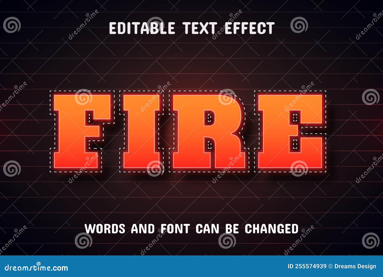 Fire 3d text effect stock vector. Illustration of headline - 255574939