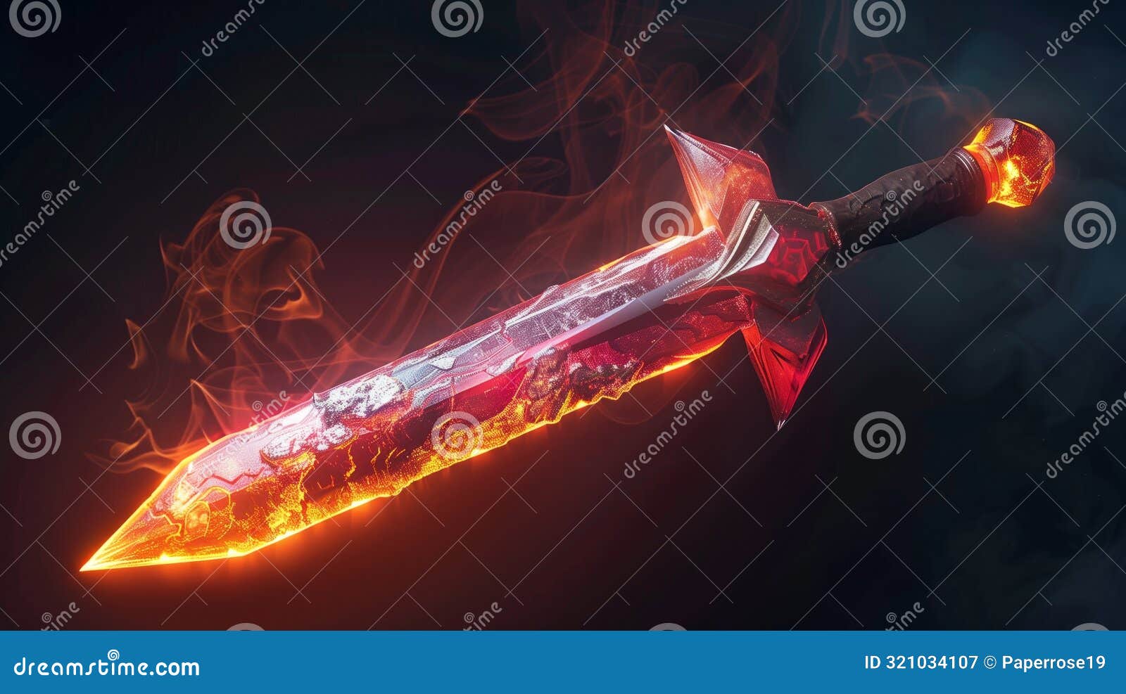 A Fire Dagger with a Crystal Hilt Stock Image - Image of poster ...