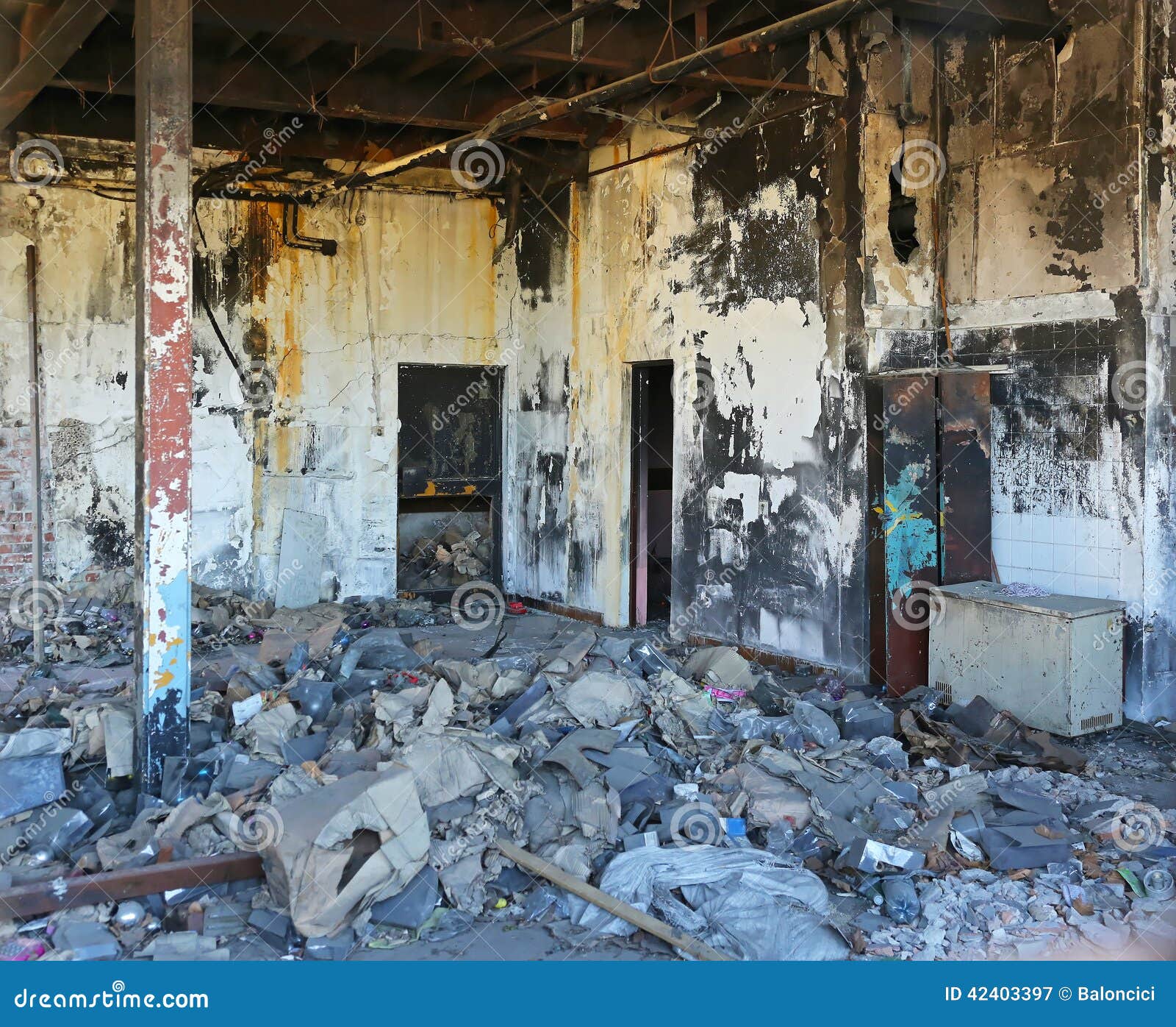 Fire damage factory stock image. Image of building, destruction - 42403397