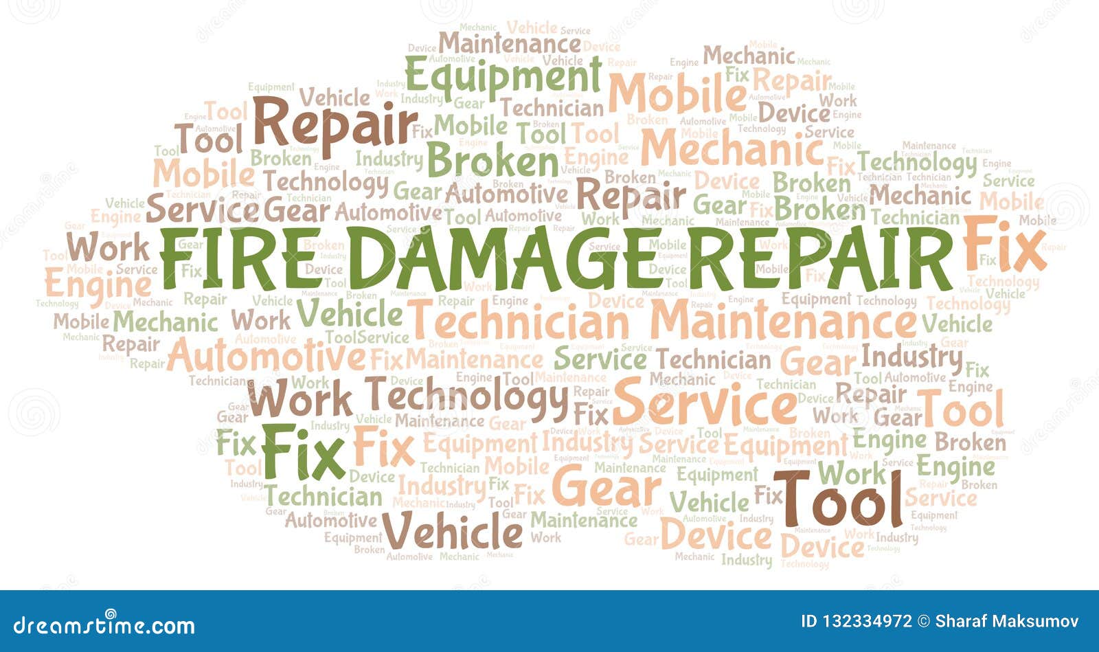 Fire Damage Repair Word Cloud Stock Illustration - Illustration of work ...