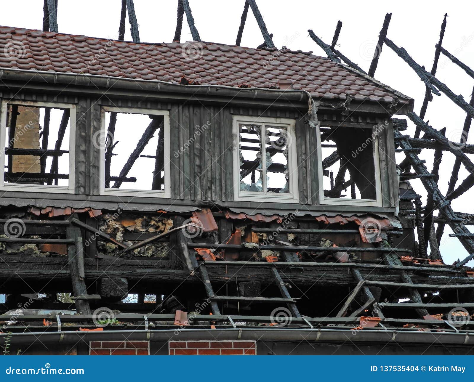 Fire Damage Structure Abandoned Chimney Building Ruins Stock Image ...