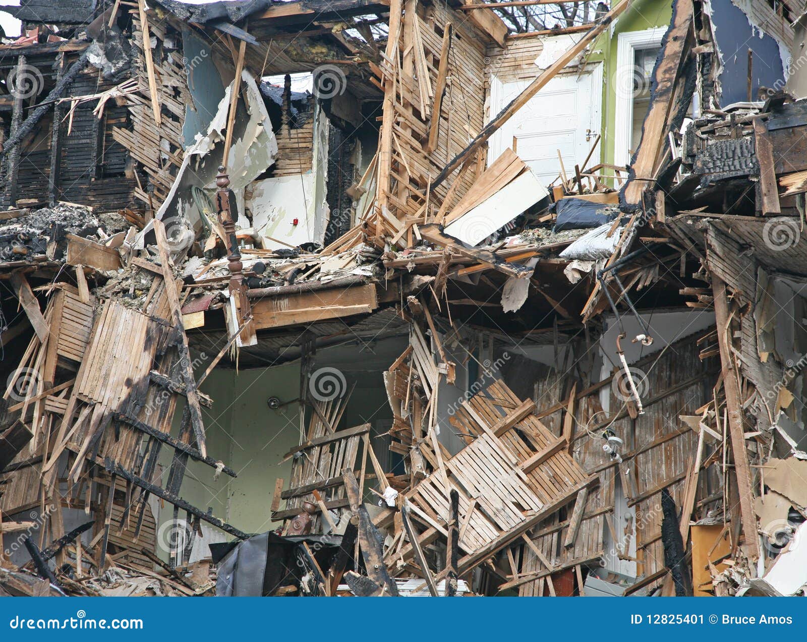 Fire Damaged Apartment Building Stock Image - Image of dust, fire: 12825401