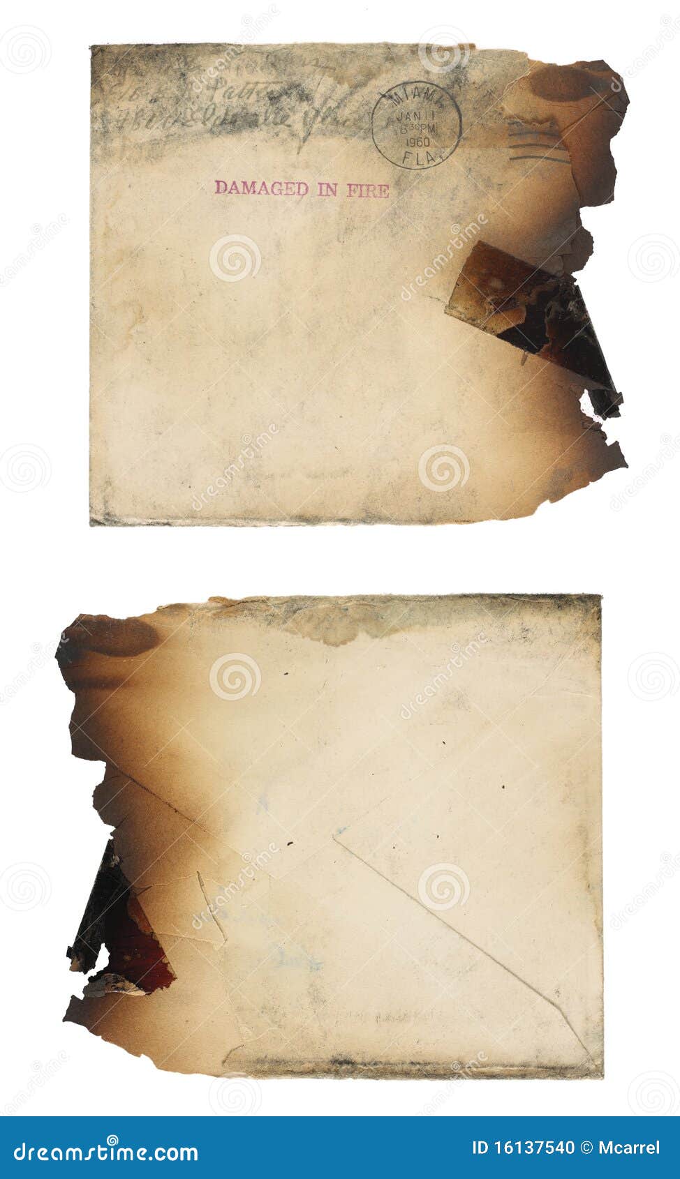 Fire Damaged Envelope stock photo. Image of isolated - 16137540