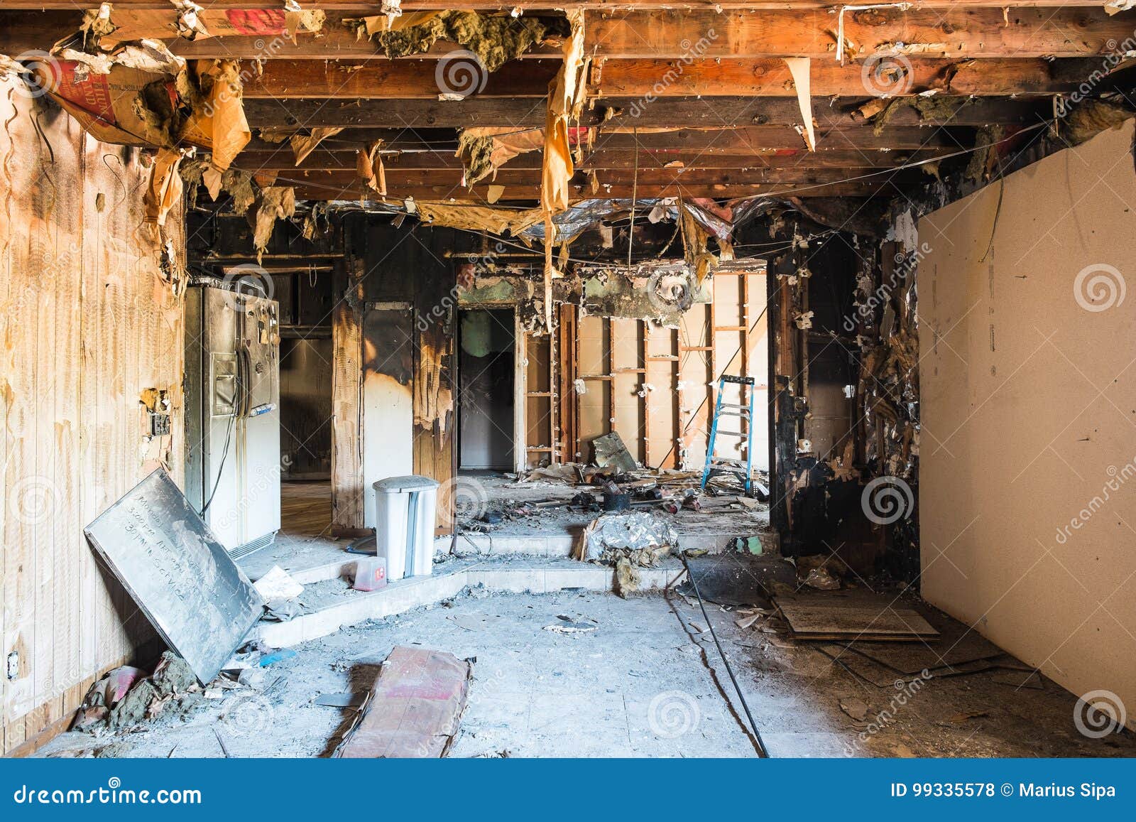 Fire Damaged Home stock photo. Image of frame, materials - 99335578