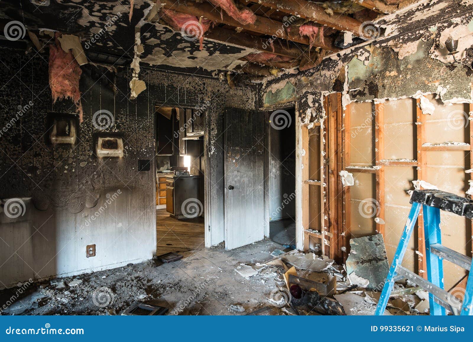 Fire Damaged Home stock image. Image of planking, housing - 99335621