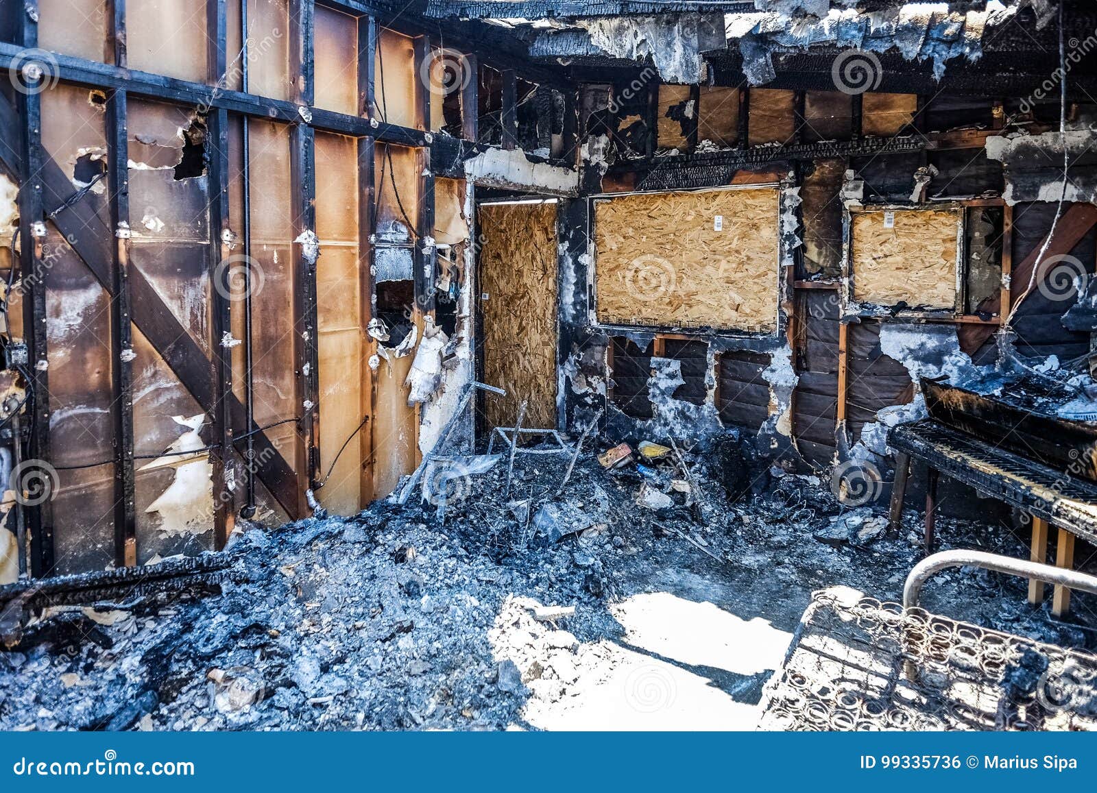 Fire Damaged Home stock photo. Image of house, lumber - 99335736