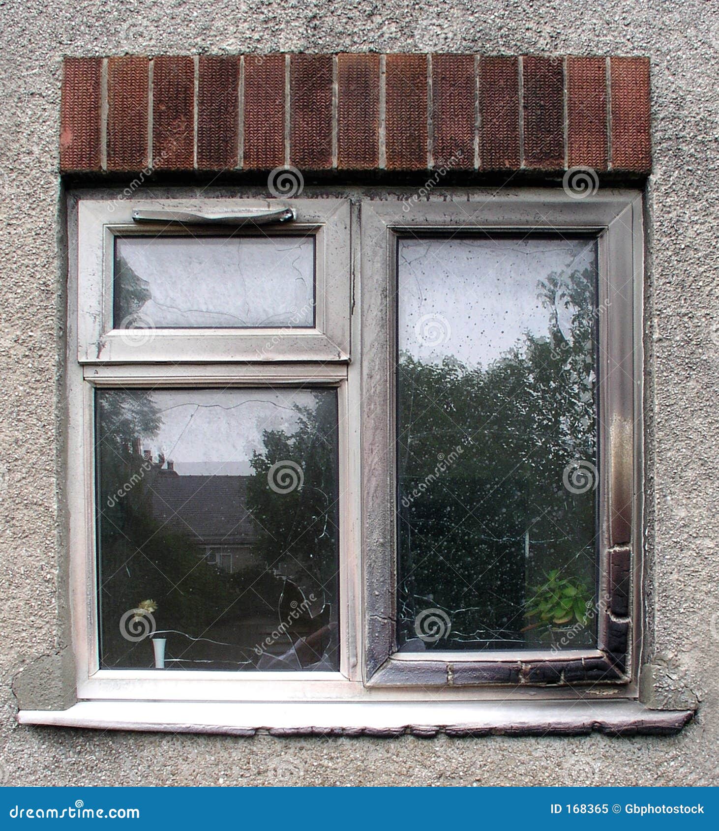Fire damaged window stock image. Image of window, glazing - 168365