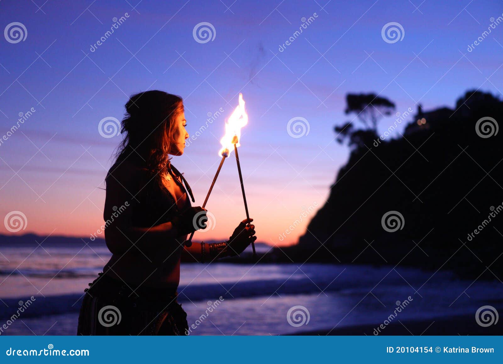 Fire Dance Along the Beach in the Dark Stock Photo - Image of sand ...