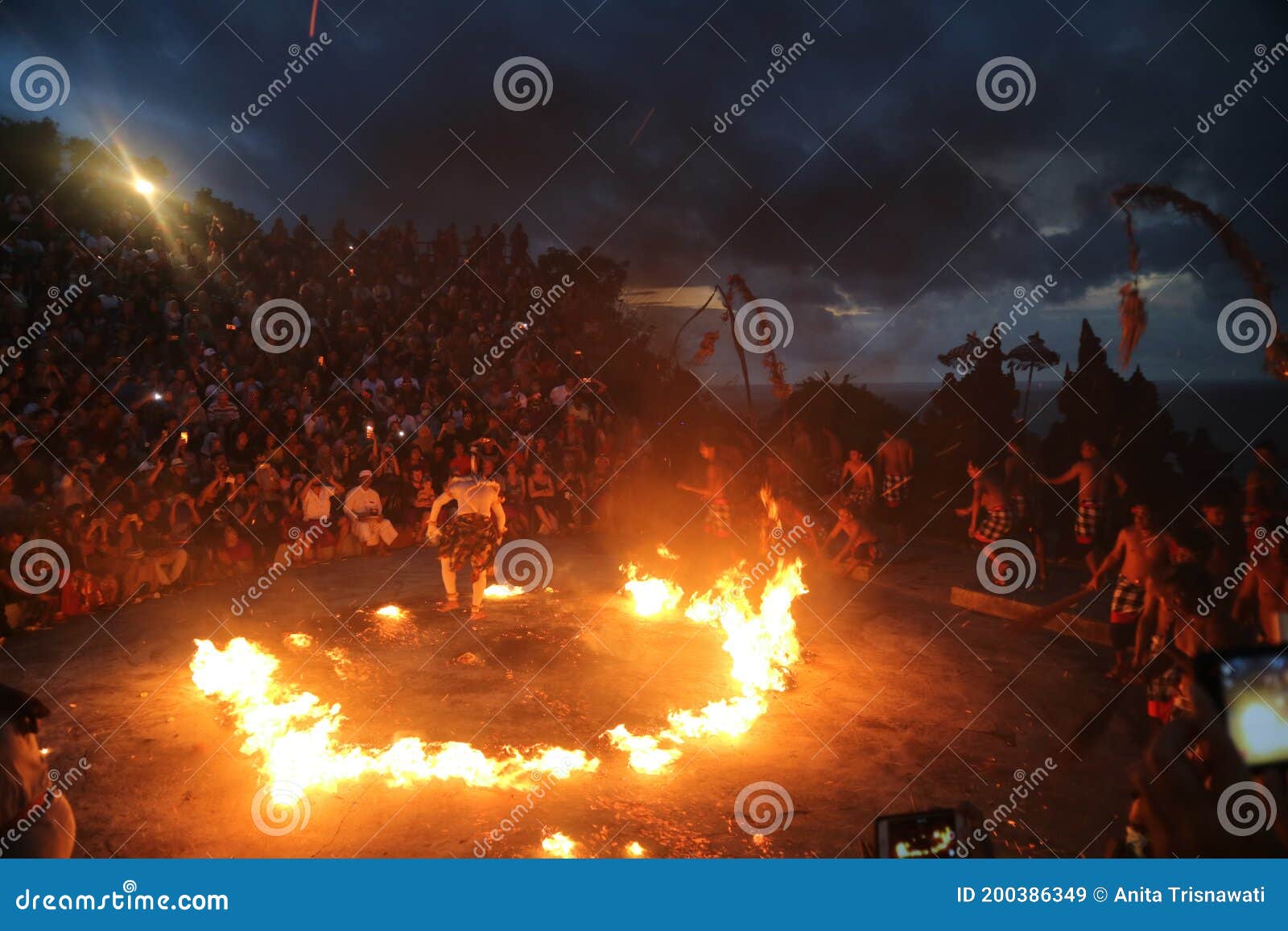 Fire dance at bali editorial stock image. Image of wildfire - 200386349