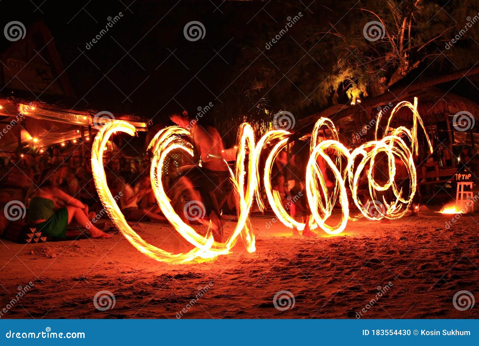 Fire Dance Performance on the Beach Stock Photo - Image of landscape ...