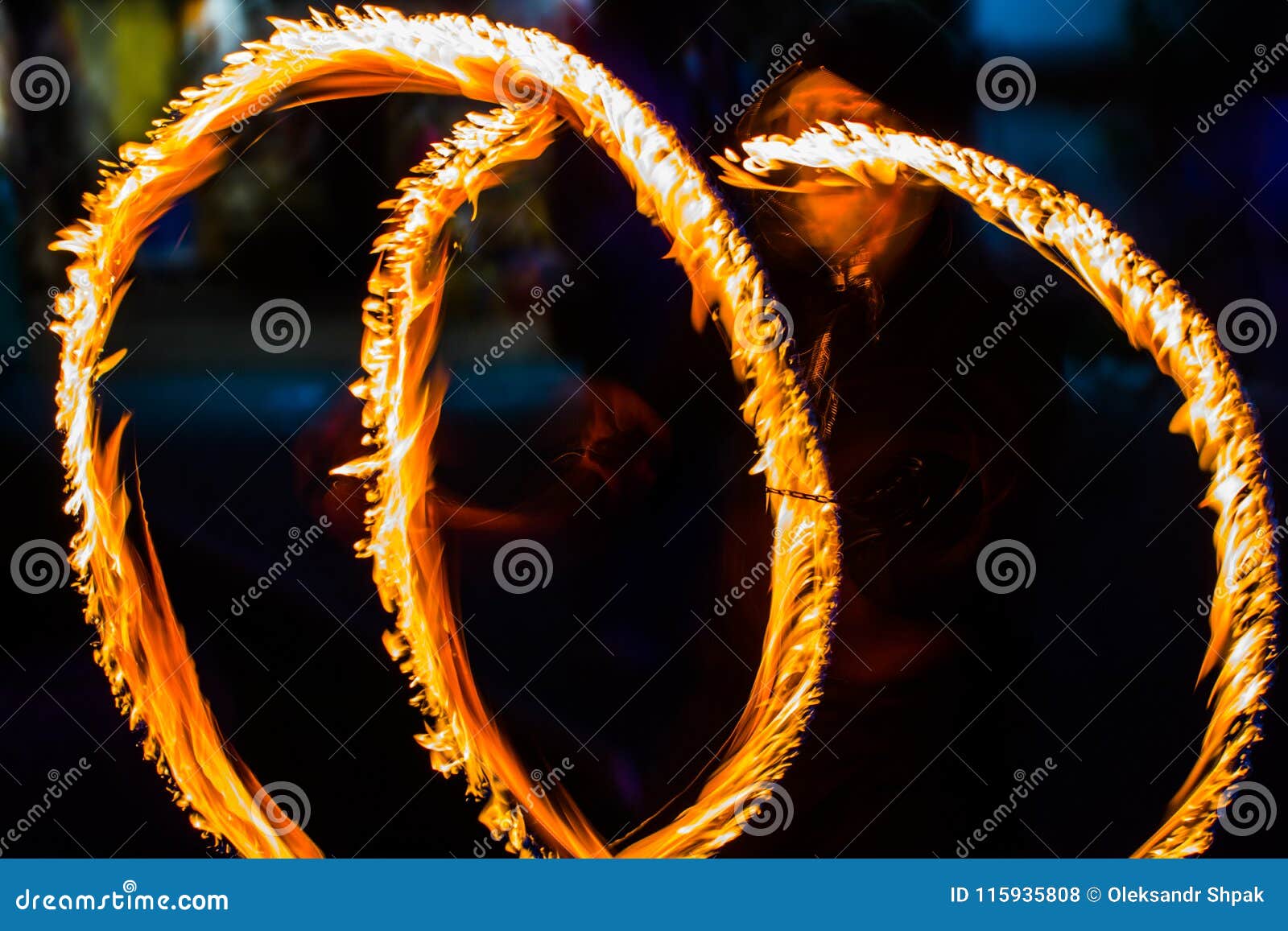 Fire Dancers Swing Fire Dancing Show Fire Show Dance Man Juggling with ...