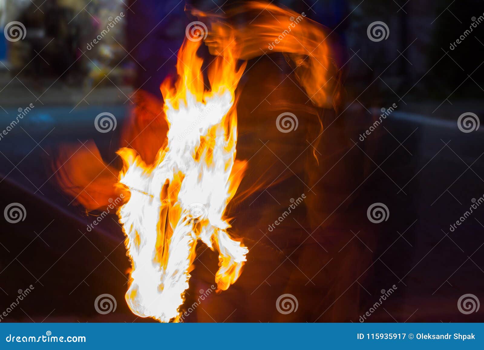 Fire Dancers Swing Fire Dancing Show Fire Show Dance Man Juggling with ...