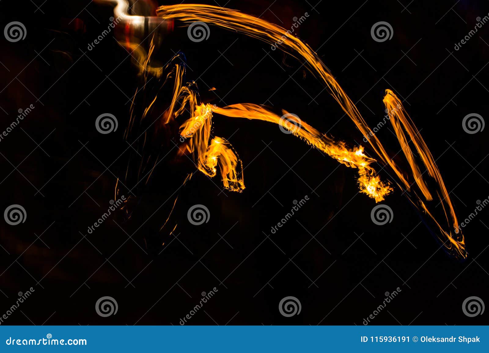 Fire Dancers Swing Fire Dancing Show Fire Show Dance Man Juggling with ...