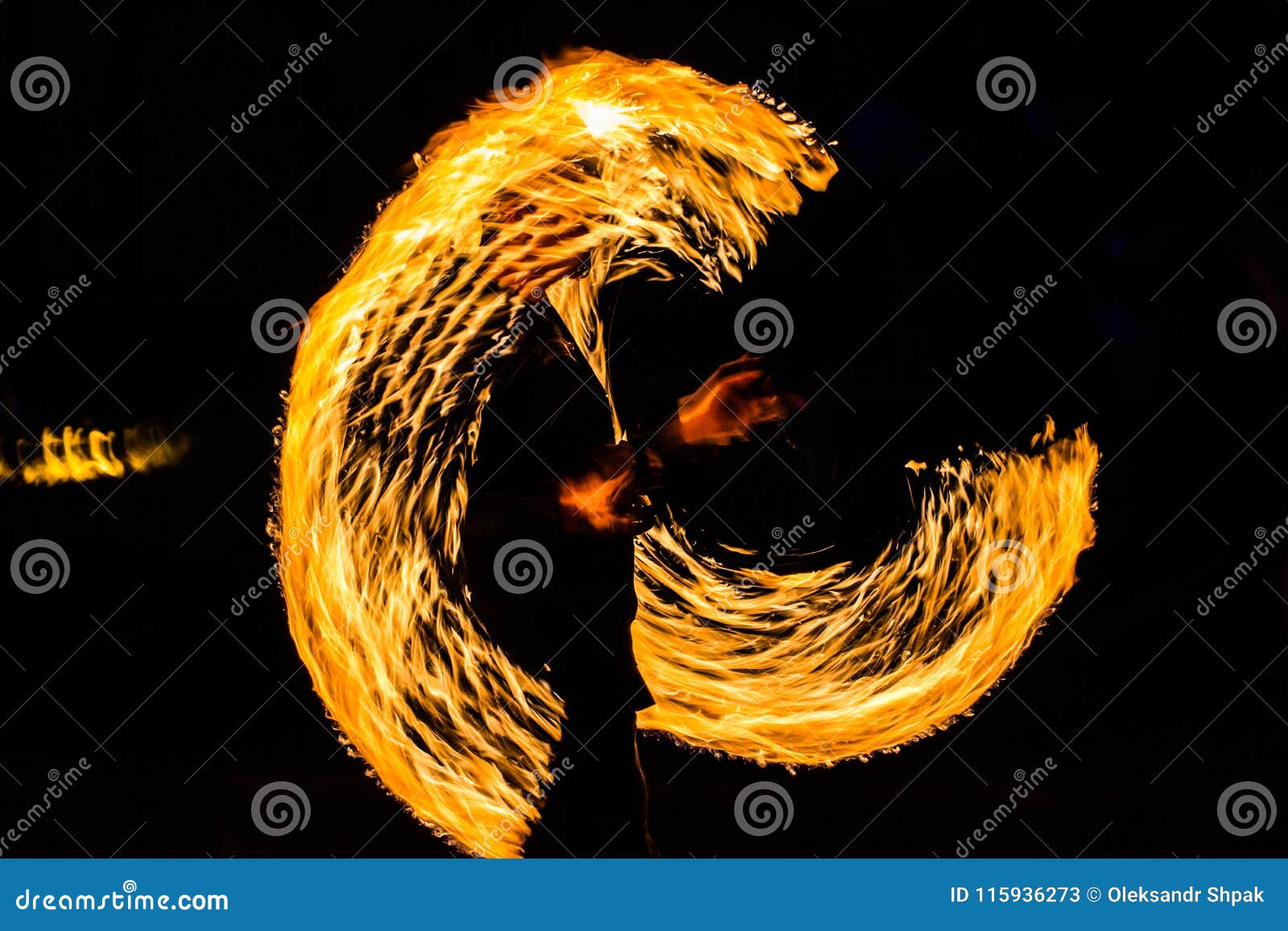 Fire Dancers Swing Fire Dancing Show Fire Show Dance Man Juggling with ...