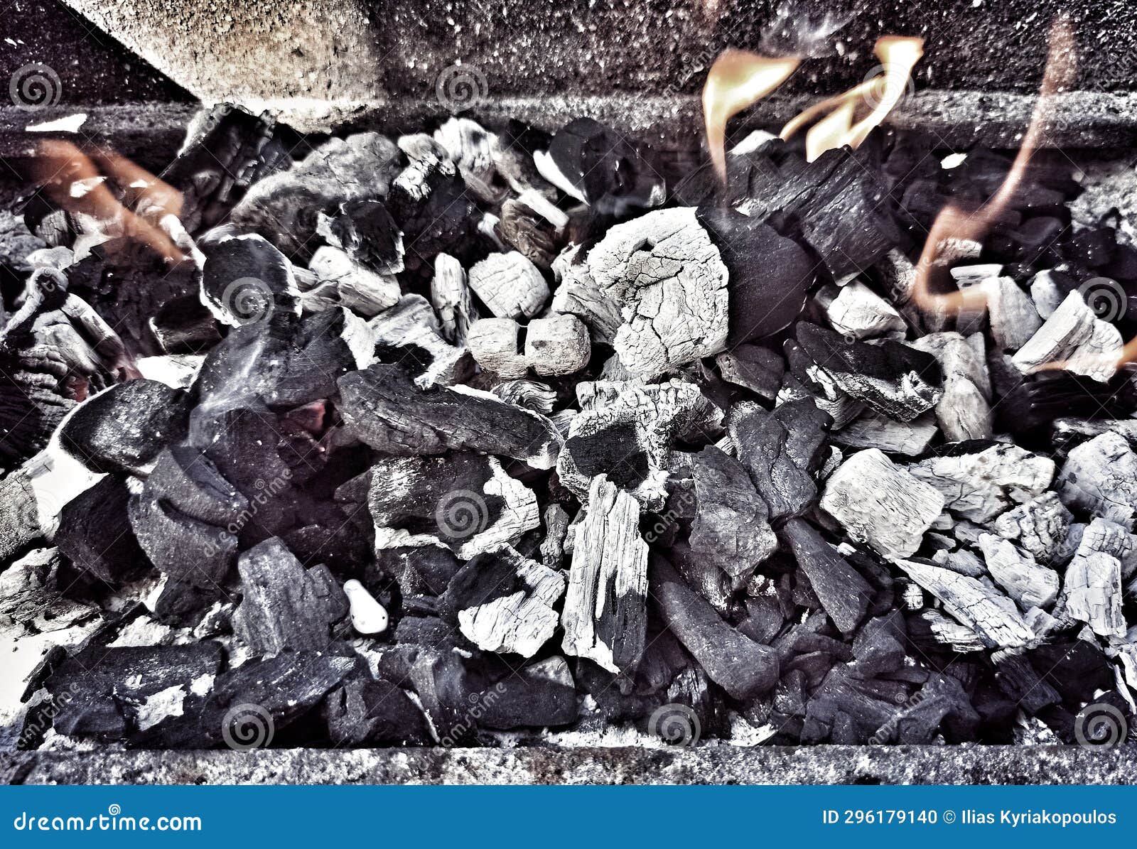 The Fire Dances Over the Coals Stock Photo - Image of coals, dances ...