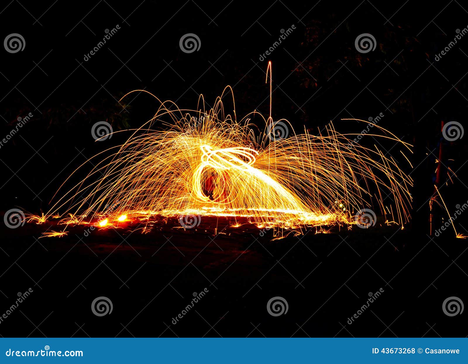 Fire Dancing Show Amazing at Night Stock Photo - Image of challenge ...