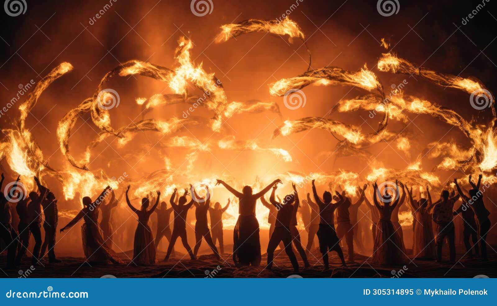 Fire Dancing Show. Neural Network AI Generated Stock Image - Image of ...