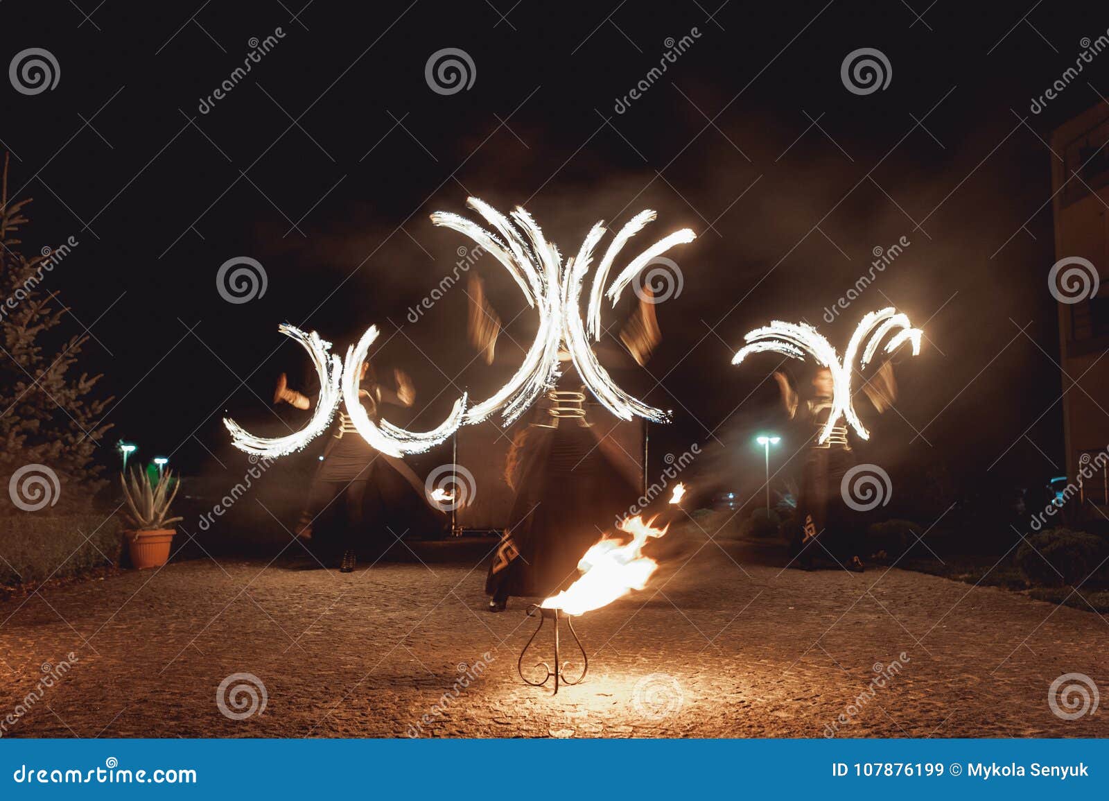 Fire Dancing Shows at Night. Amazing Fire Show As Part of Wedding ...