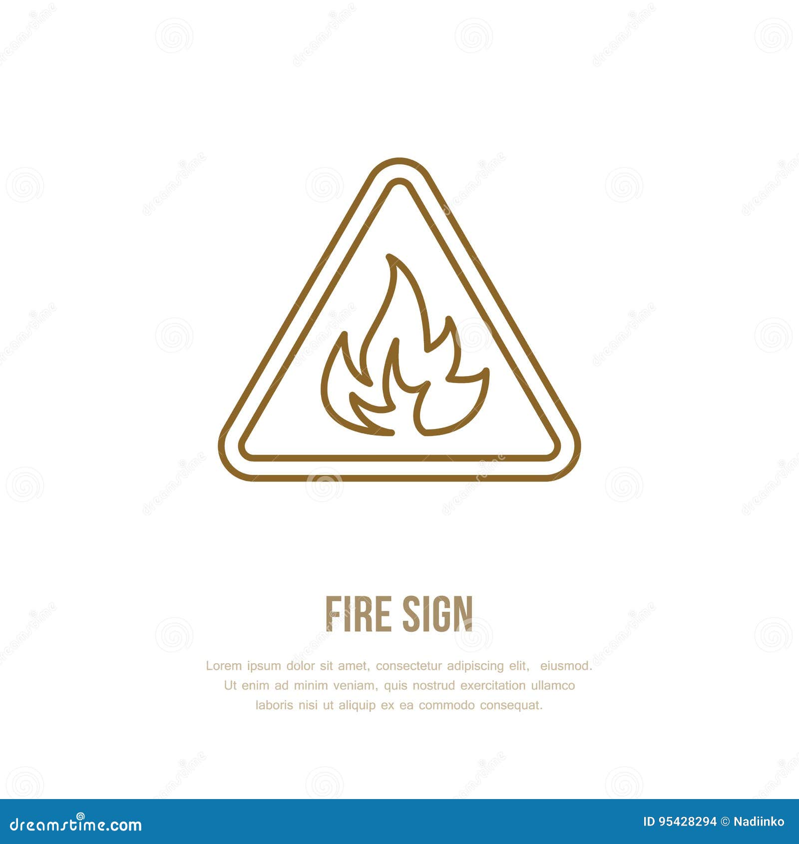 Fire Danger Flat Line Sign. Flame Protection Thin Linear Icon ...