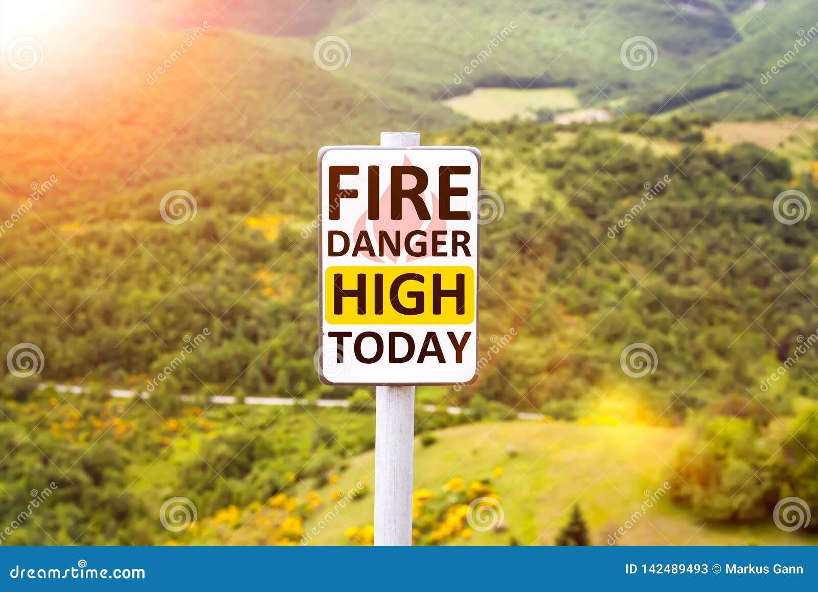 Fire Danger High Today Warning Sign Stock Image - Image of scenery ...