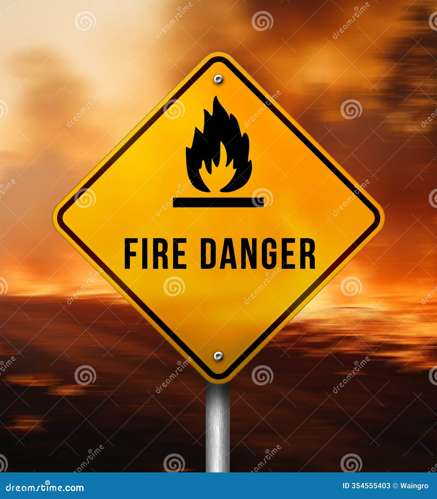 Fire Danger Road Sign Message Stock Image - Image of risk, message ...