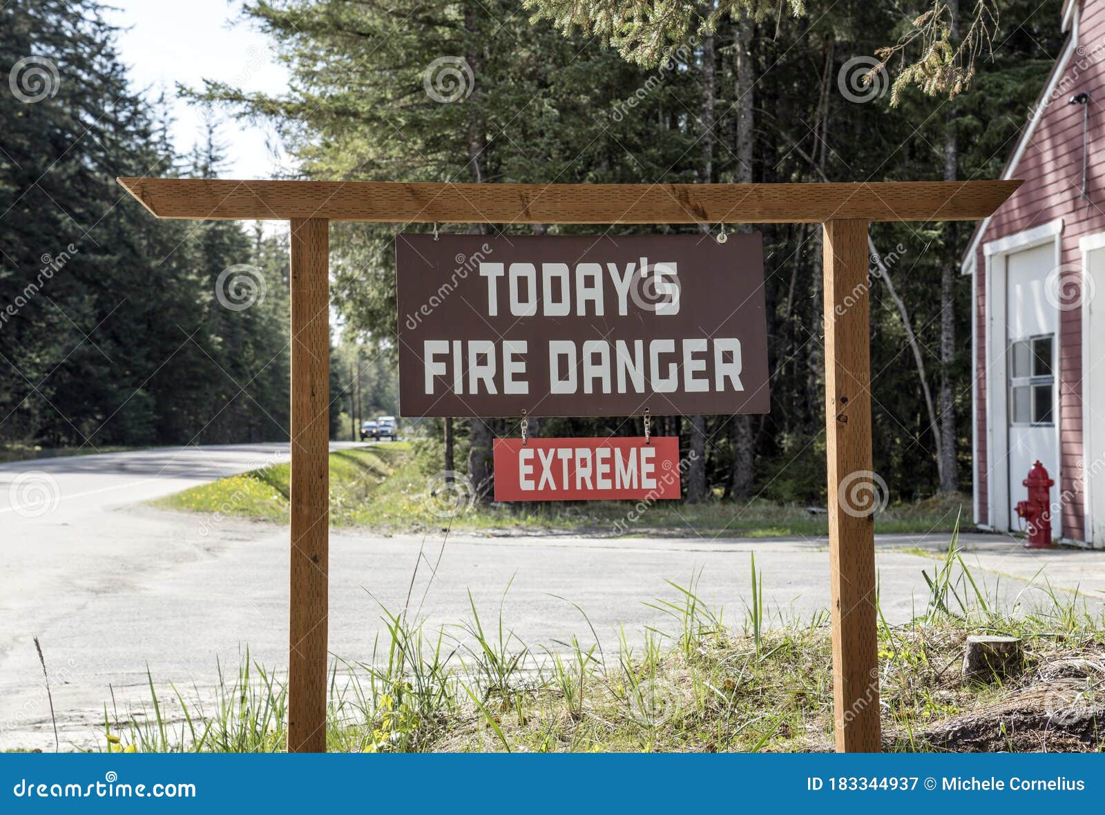 Fire Danger Sign Extreme Outside a Fire Station Stock Image - Image of ...