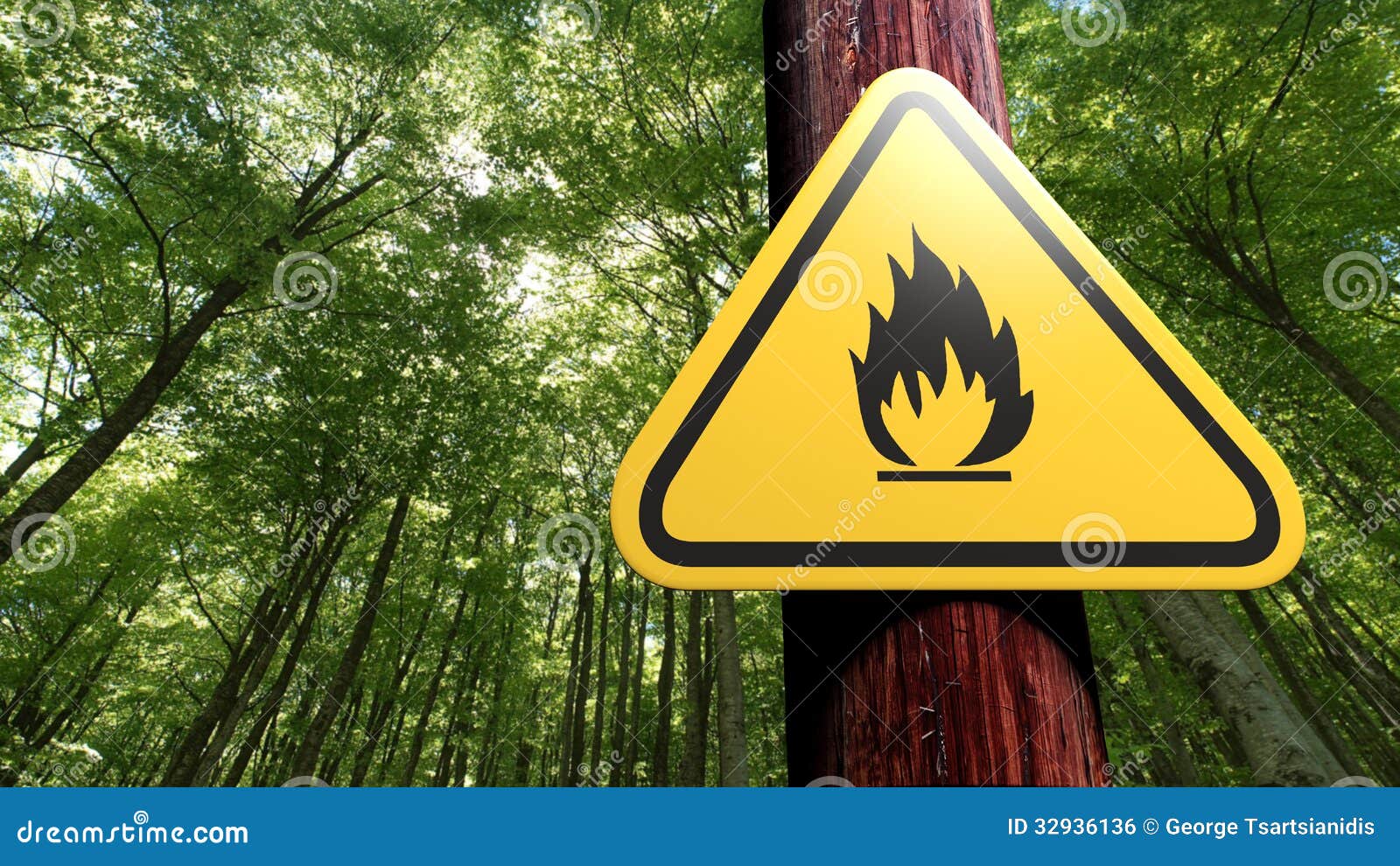 Fire Danger Road Sign In The Background Of Pine Tree. Stock Photography ...