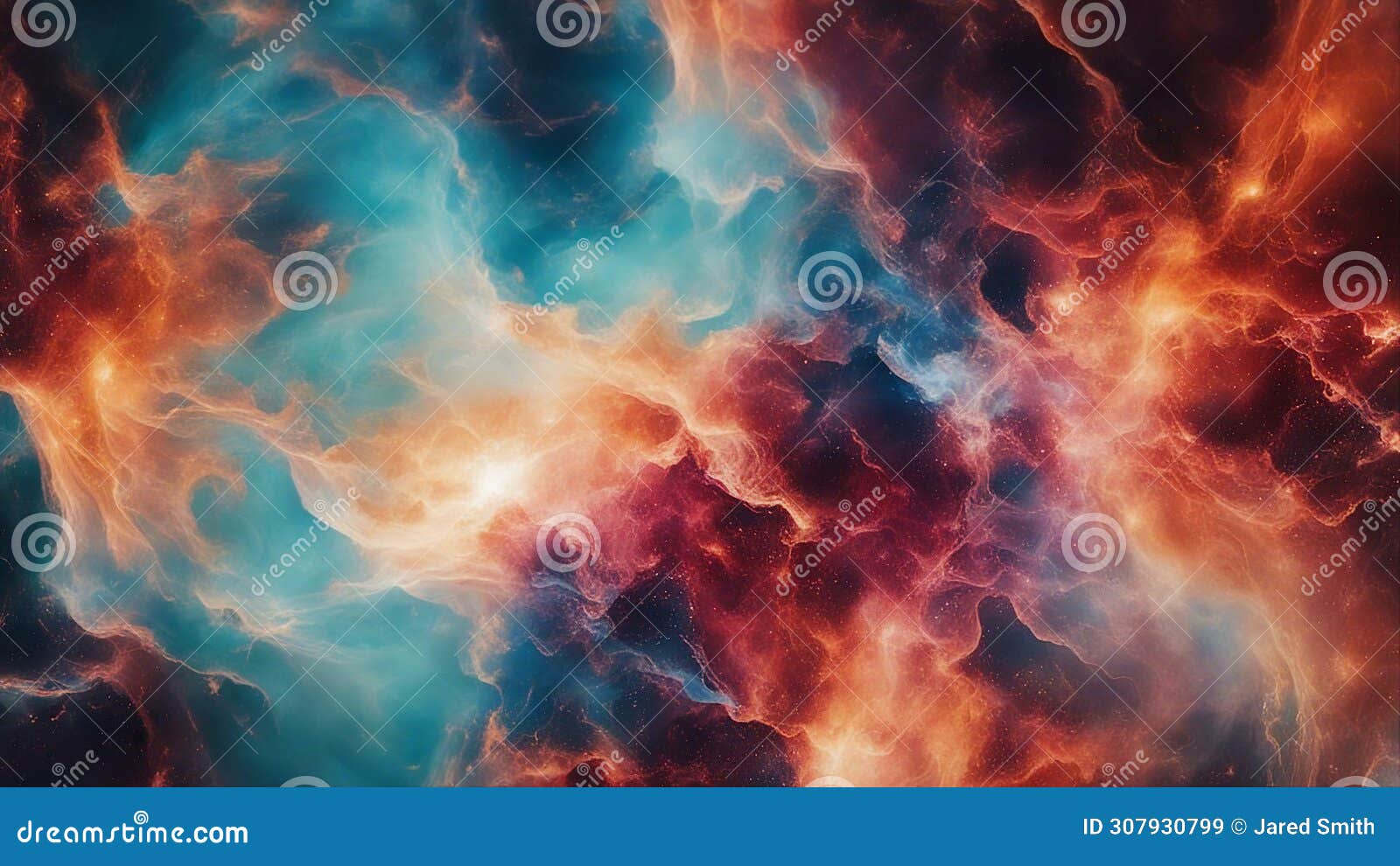 Fire in the Dark a Colorful Nebula in Space Stock Illustration ...