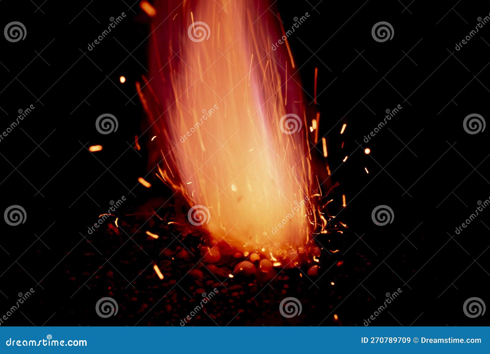 Fire in Dark. Explosion Black Powder Stock Image - Image of wallpaper ...