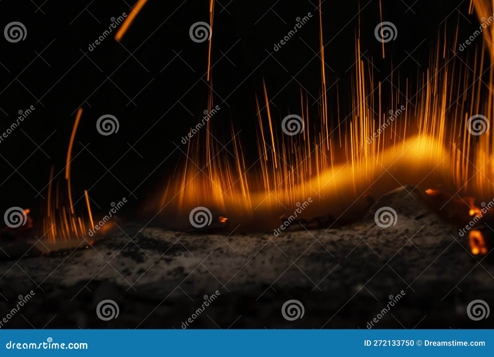 Fire in Dark. Explosion Black Powder Stock Photo - Image of celebration ...